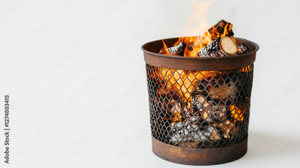 burning dumpster with flames and smoke rising, symbolizing ...