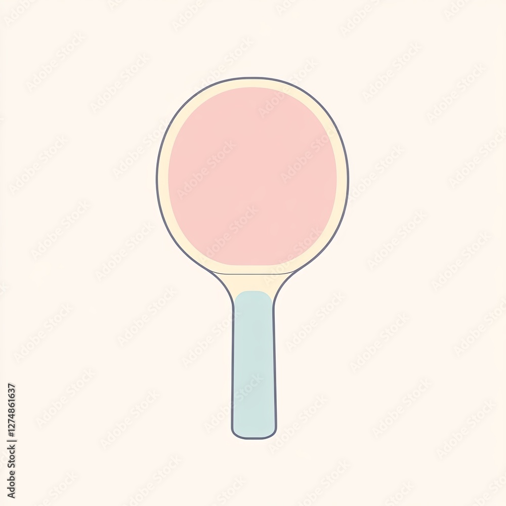 ping pong paddle, a simple line drawing, flat design style, pastel ...