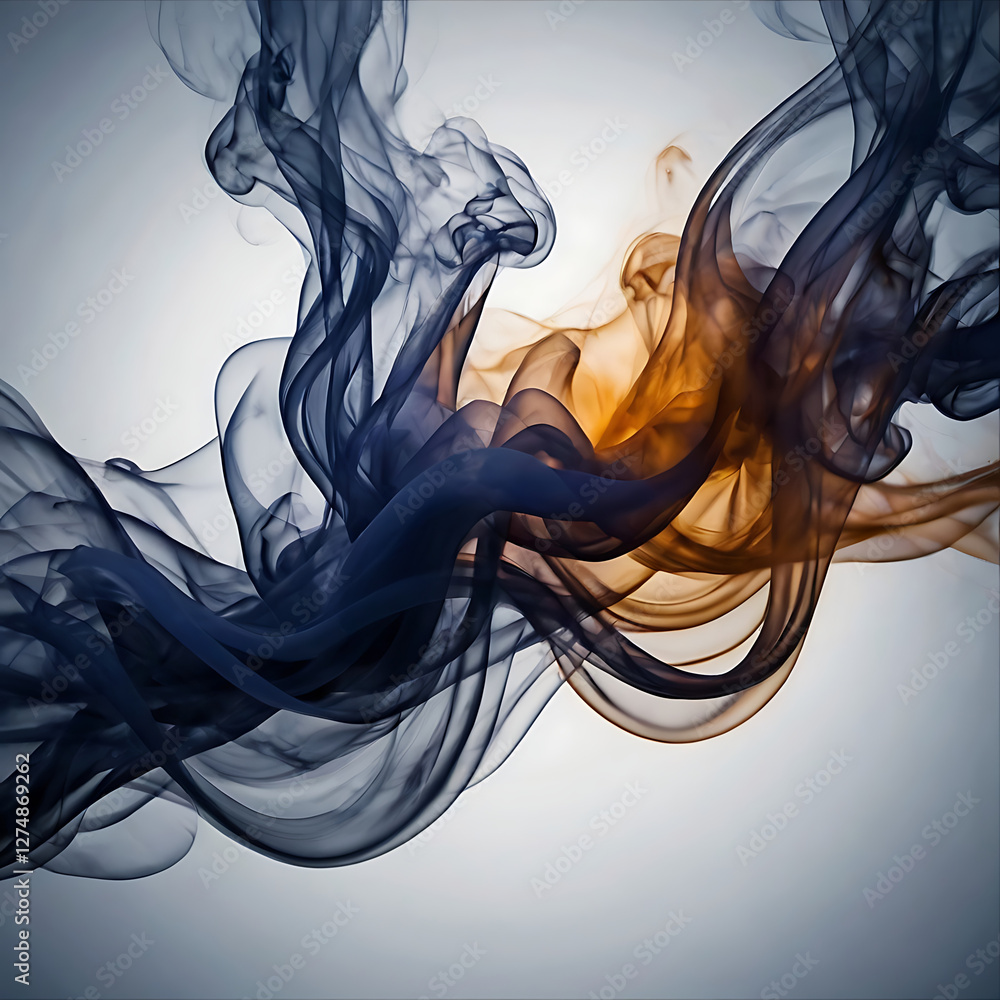 Abstract smoke background with flowing wisps of deep indigo, soft ...