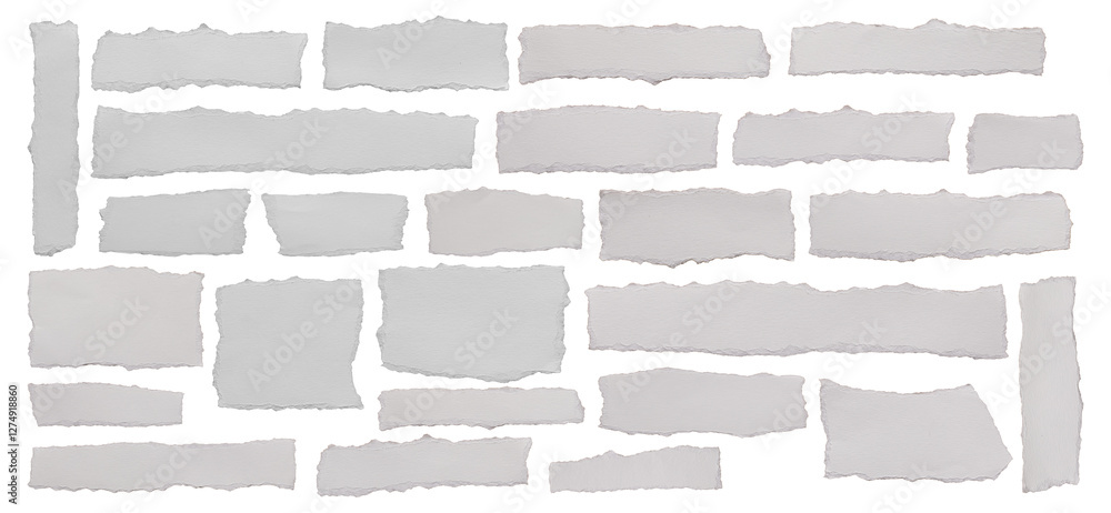 ripped element set of torn paper edges isolated with clipping path on ...