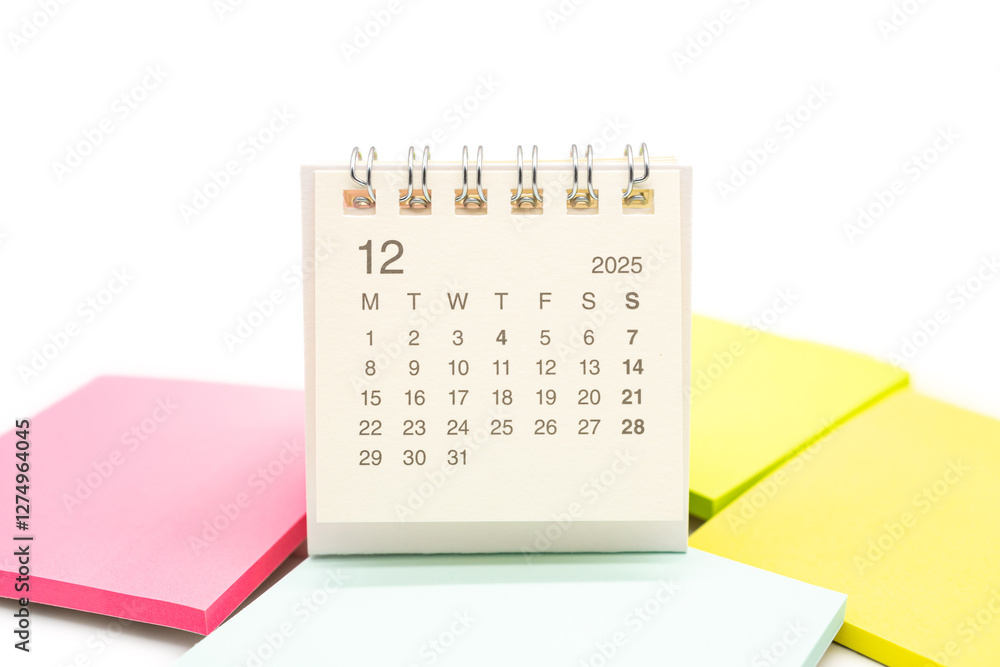 Mini Desk Calendar for DECEMBER 2025 background. Calendar concept with ...