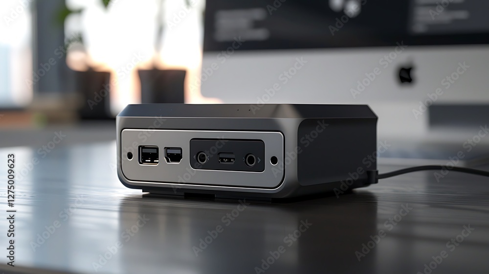 A modern back panel design for a compact desktop computer, showcasing ...