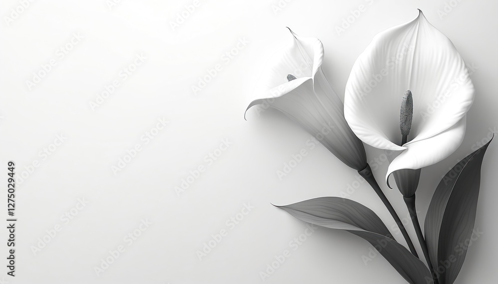 Monochrome sympathy card design with lily flowers. Condolence card ...