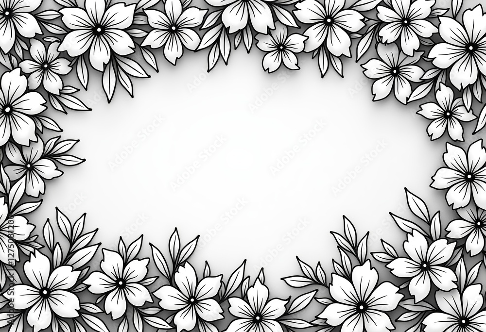 Elegant Jasmine Garland Outline: Printable Vector Illustration for ...
