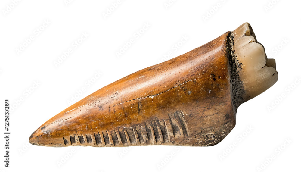 Ancient tooth artifact, museum display, historical item, possible use ...
