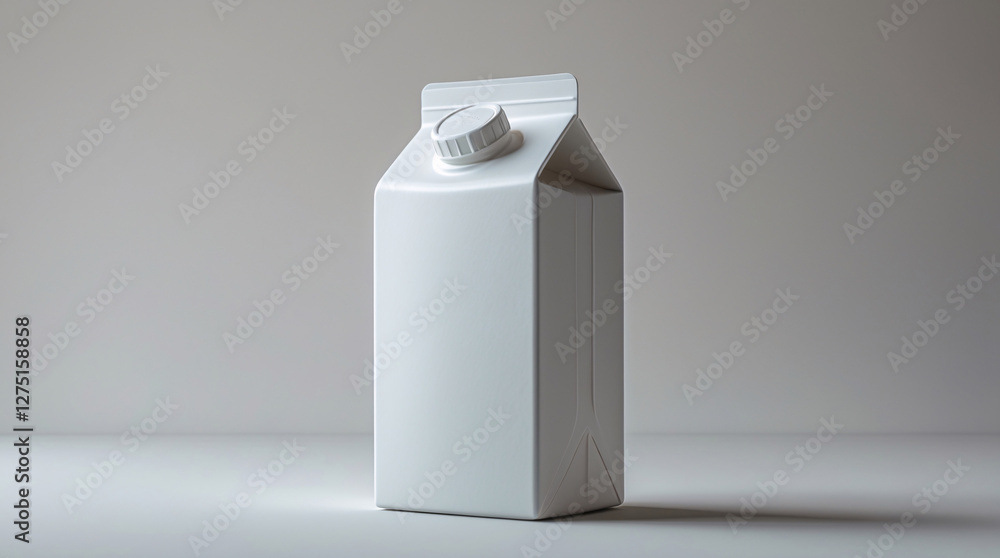 Empty milk container on white backdrop, ideal for professional product ...