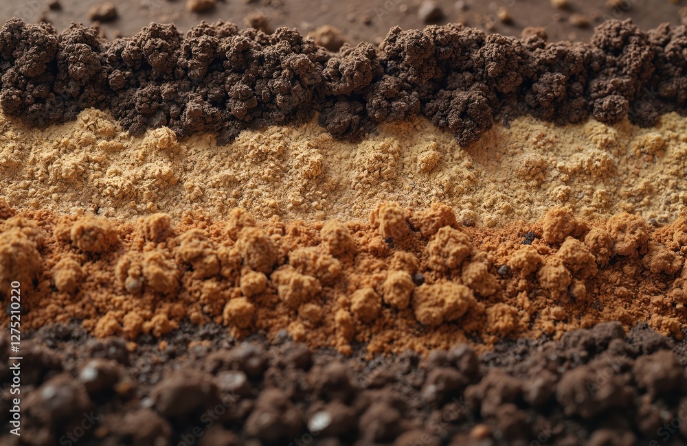 Soil layers with different fertilizer types showcase textures, colors ...
