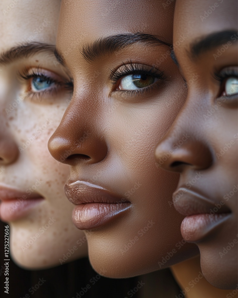 Inclusive beauty portrait featuring diverse skin tones and unique ...