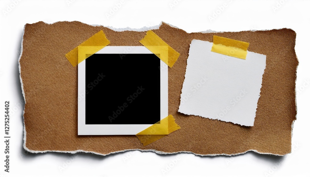 Vintage Moodboard Design Creative Canvas of Blank Photo Cards, Torn ...