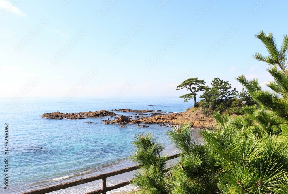 Tateishi "standing rock" Park and Beach in Akiya, near Hayama on the ...