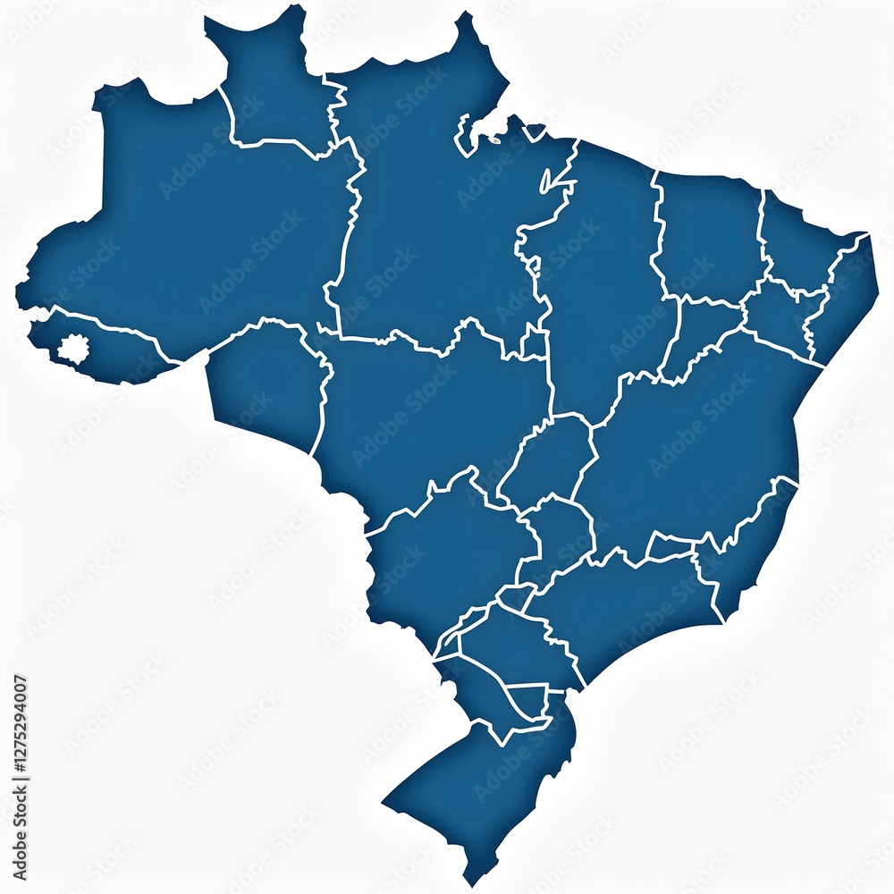 Brazil political map divided by state. Blue nation cartography outline ...