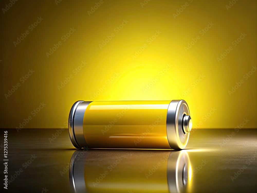 Rechargeable yellow power bank; sustainable, portable lithium-ion cell ...