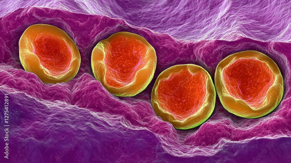 Microscopic visualization of blood cells human body scientific image ...