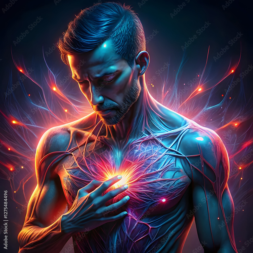 Inner Radiance: A contemplative man, visualized through a fusion of ...