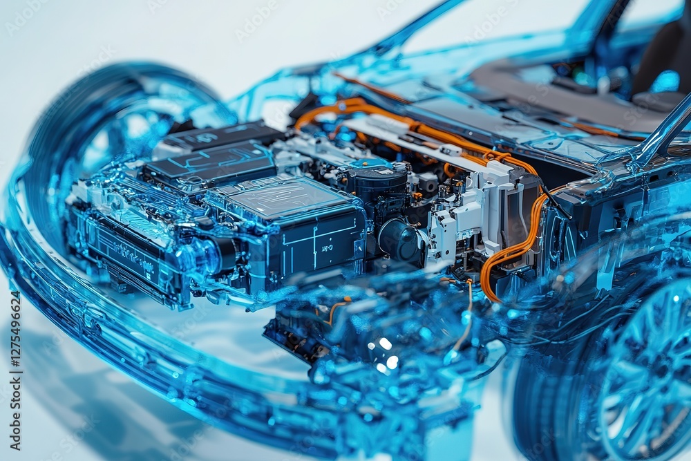 High-Resolution Close-Up of Electric Vehicle Battery Cells: Powering ...