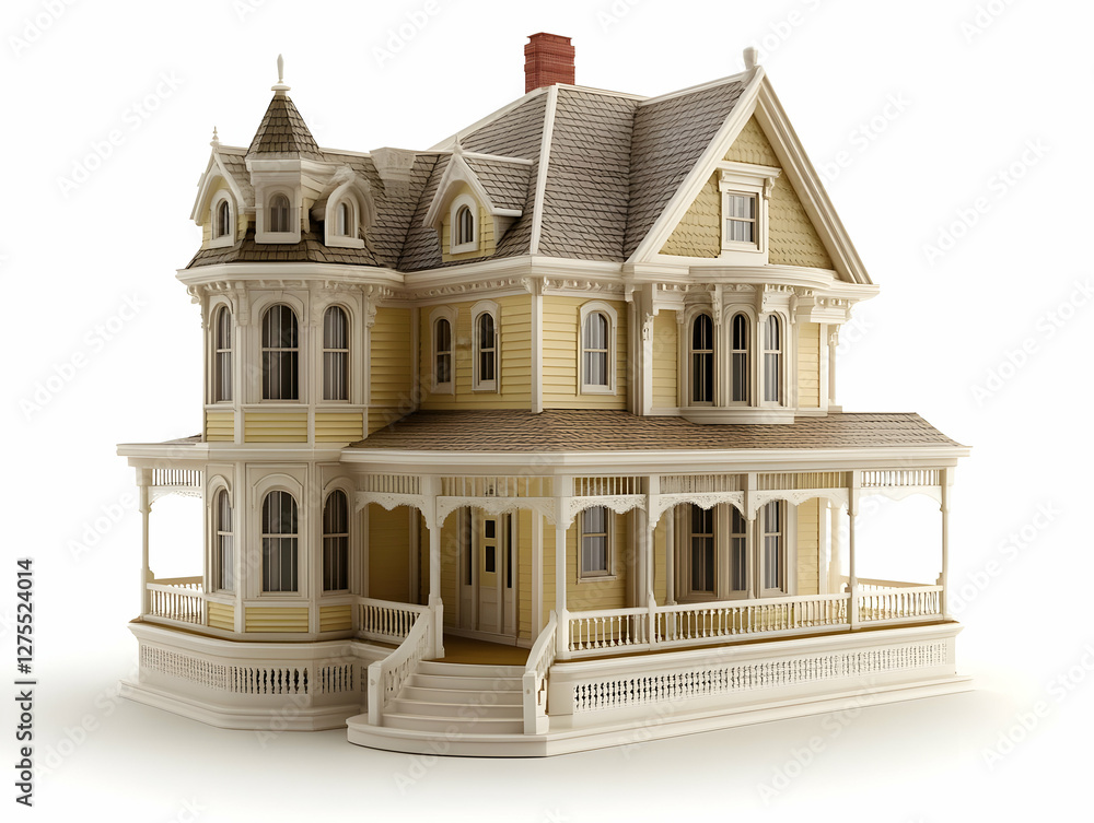 Victorian House 3D Model Render Stock Photo | Adobe Stock