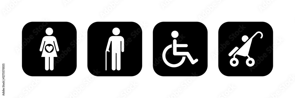 Lift priority sign, label, logo, icon set. Elevator priority sign ...