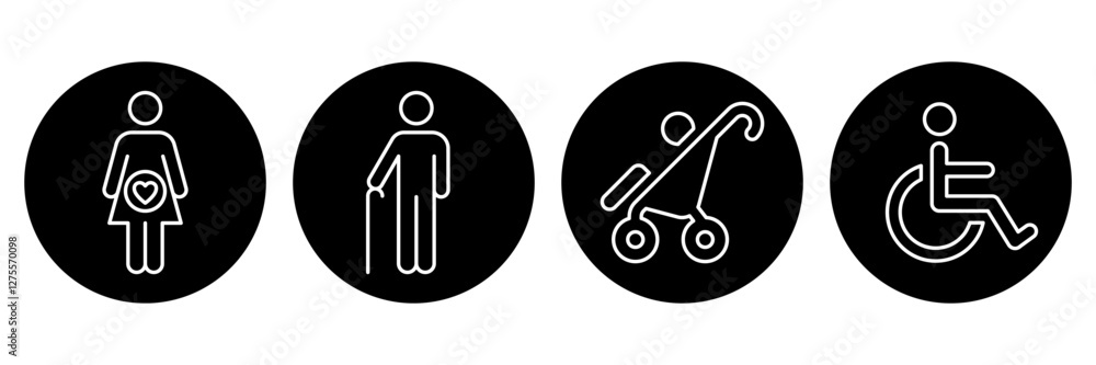 Lift priority sign, label, logo, icon set. Elevator priority sign ...