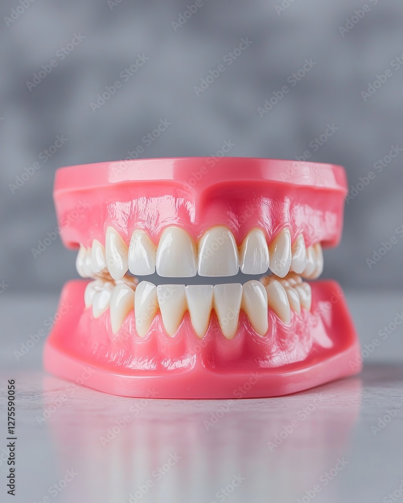 Healthy Human Teeth Model Close Up Pink Gums Dental Prosthesis Stock ...
