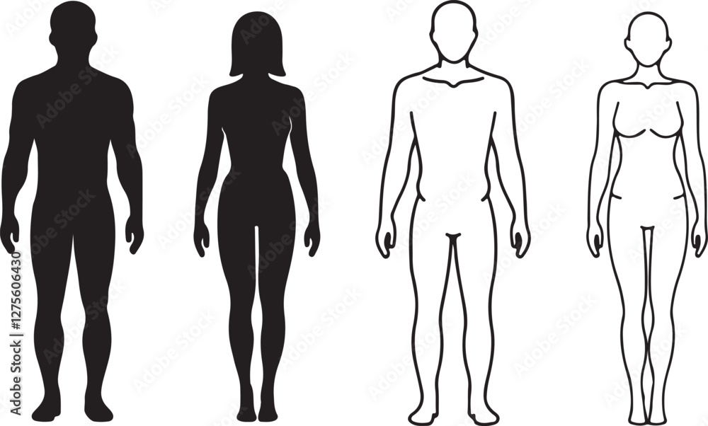 Male and Female Silhouettes for Identification and Design Stock Vector ...