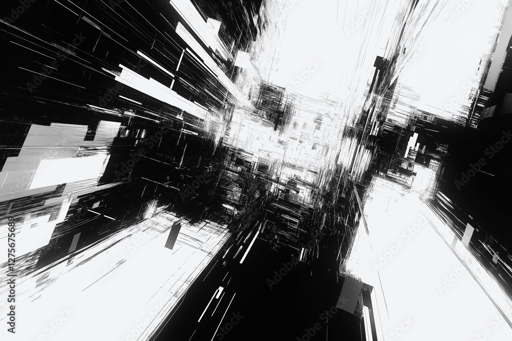 Abstract futuristic cyberpunk displacement map for 3d rendering. Random ...