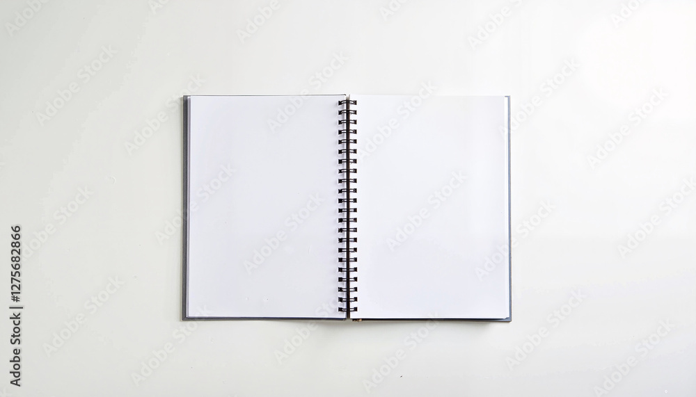 A spiral-bound notebook mockup set against a soft neutral background ...