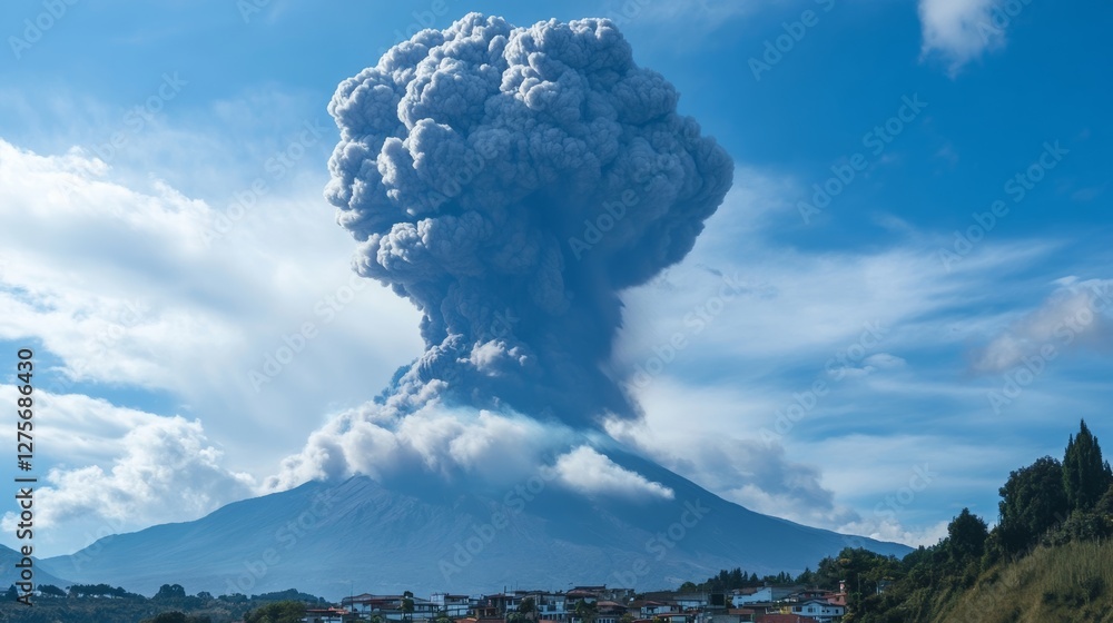 Volcanic natural gas emissions: A dramatic volcanic eruption scene ...