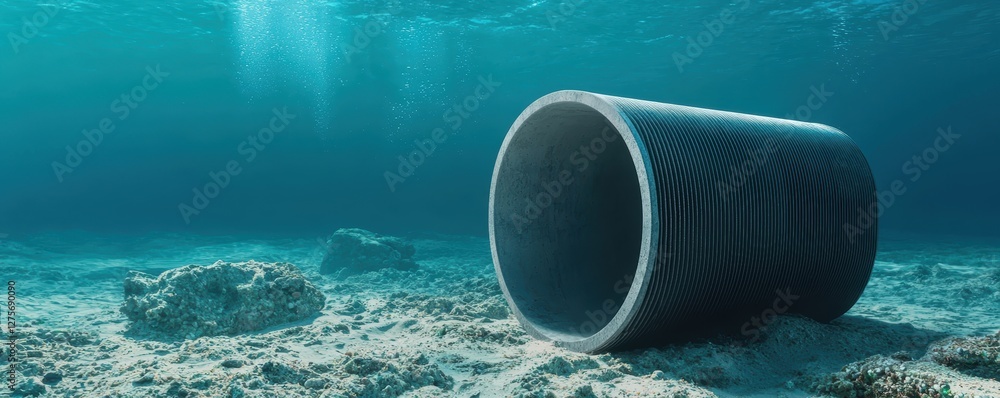 Underwater AI-powered recycling hub, futuristic waste management ...