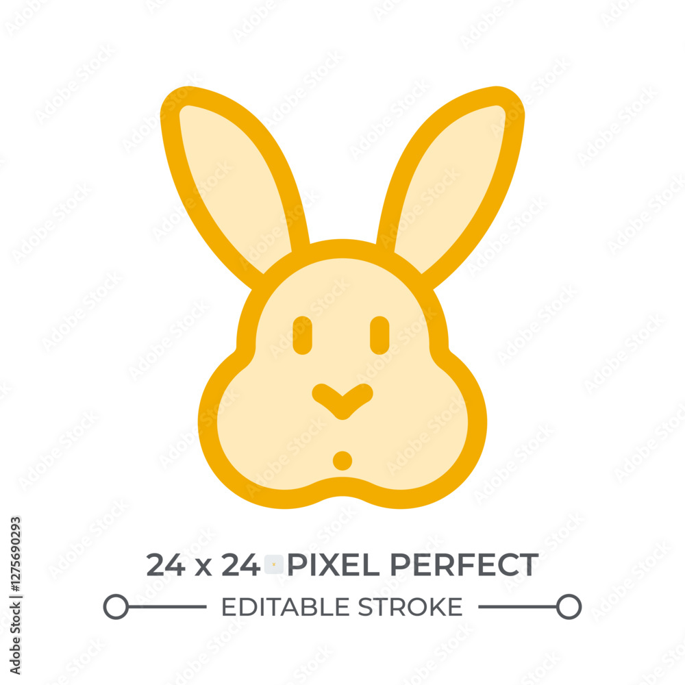 Cute rabbit face duotone color ui icon. Funny bunny with long ears ...