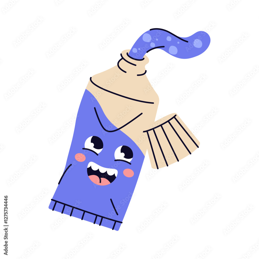 Toothpaste character with smile meme. Vector emoji of tooth paste tube ...