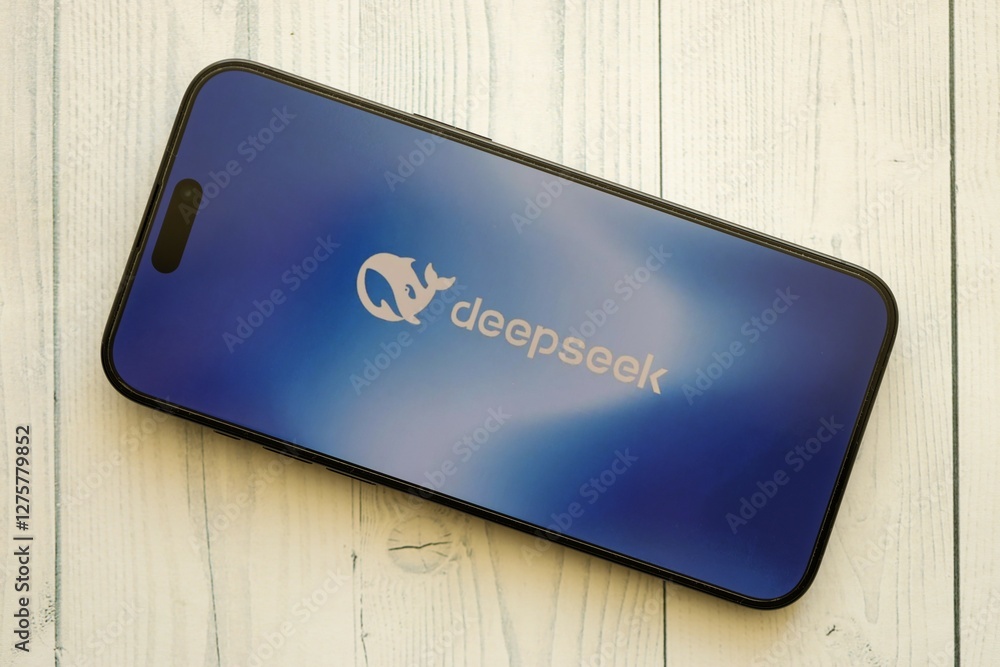 KYIV, UKRAINE - JANUARY 29, 2025 Deepseek app logo icon displayed on a ...