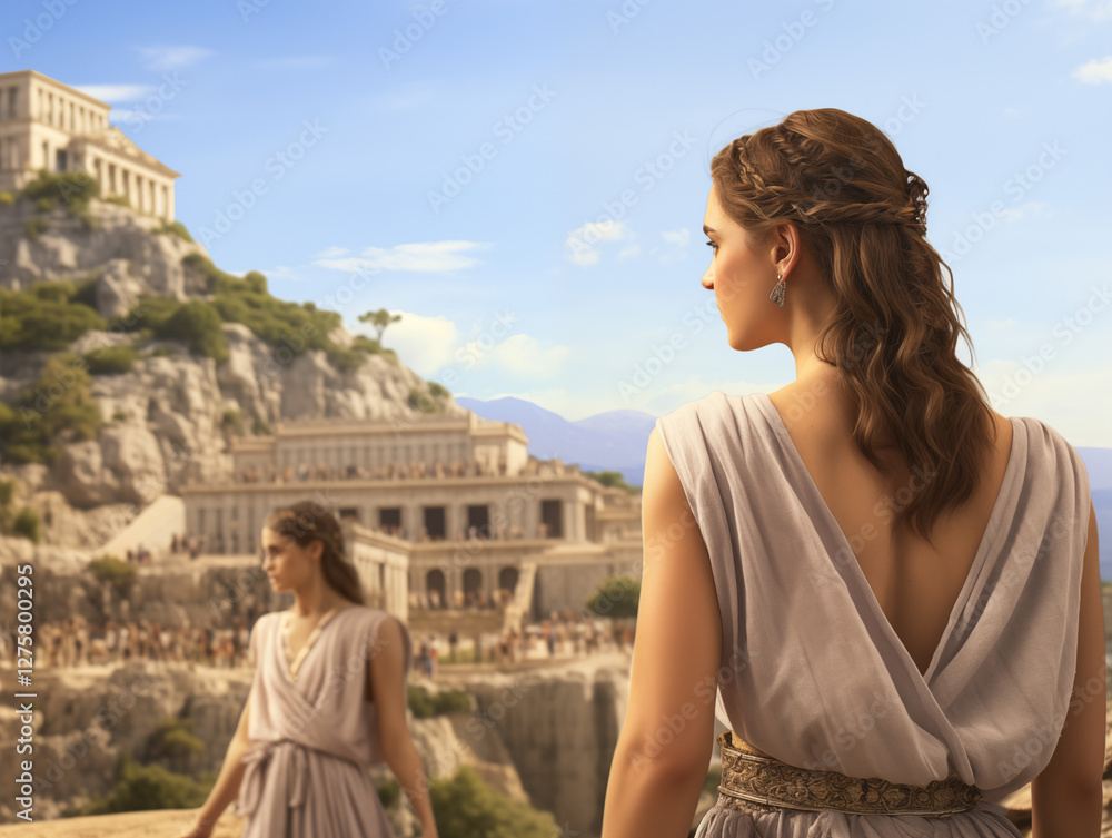 Women in Ancient Greece : Dressed in Traditional Toga, Representing ...