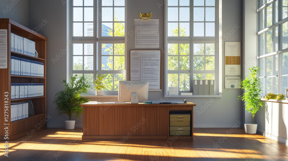 School principal office interior design. Contemporary vector ...