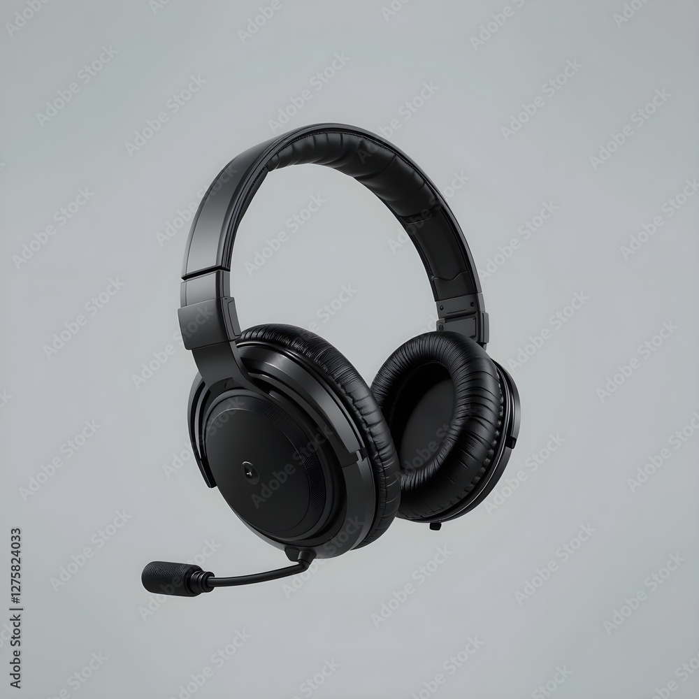 Black over-ear headphones, professional headset, (detailed design:1.2 ...