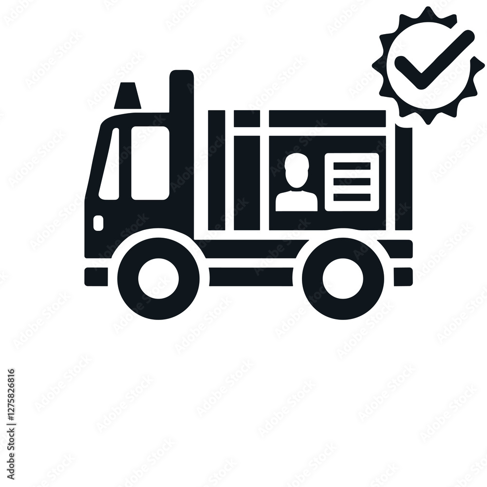 Certified construction truck icon on transparent background for ...