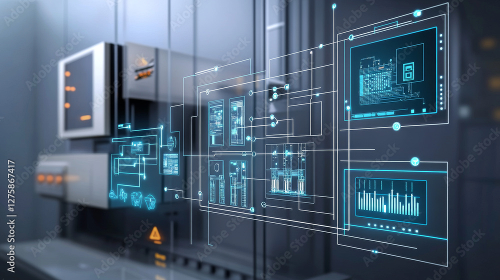 Business management system isometric landing page, computer-based ...