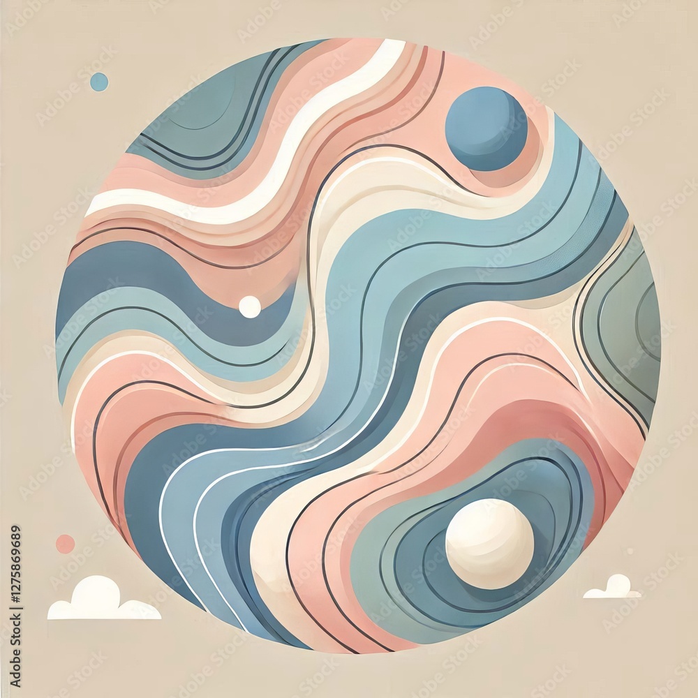 Use soft pastel colors in round fluid shapes for a calming sooth Stock ...