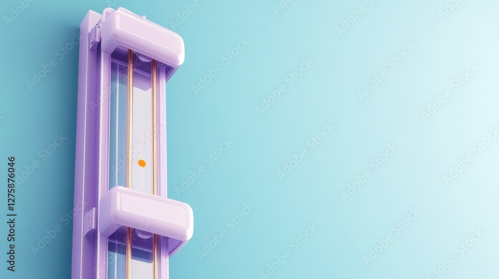 Low poly rendering of a pastel purple elevator against a light blue ...