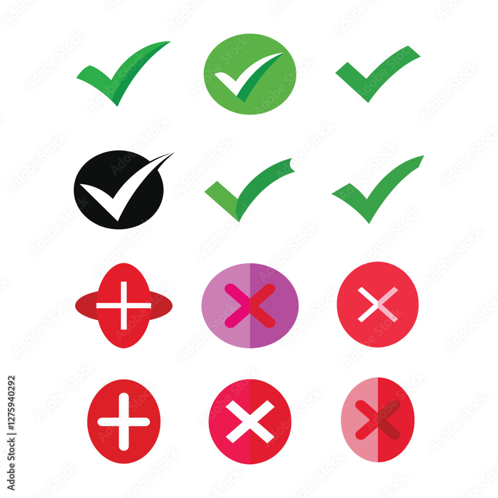 tick and cross buttons. check box icon with right and wrong buttons and ...