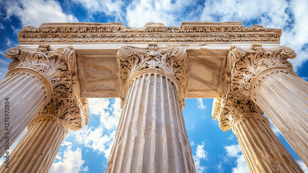 3d roman column. White greek marble pillar vector. Rome temple ...
