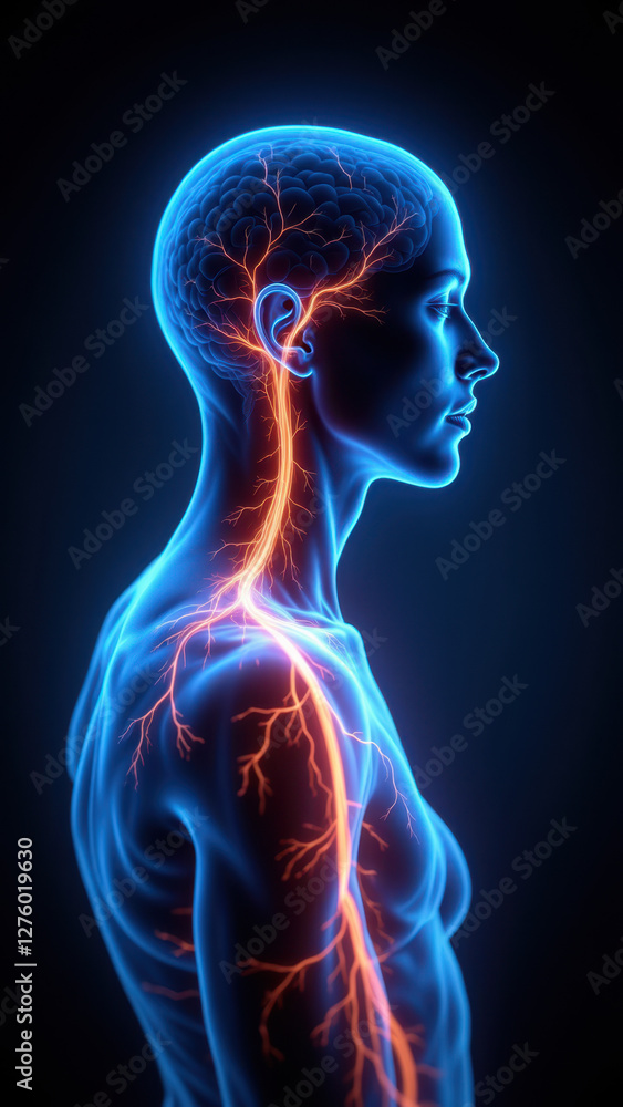 Vagus Nerve Stimulation Diagram, showing internal human anatomy with ...