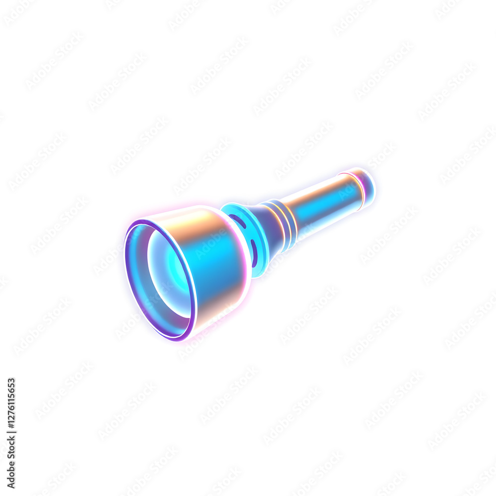 Flashlight torc holographic 3D icon. neon symbol vector illustration ...