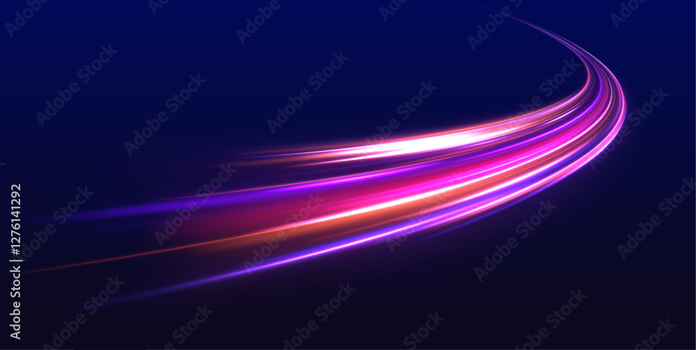 Technology background with motion neon light effect. Abstract neon ...