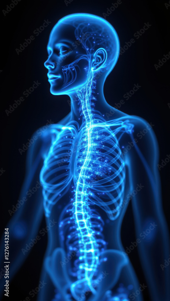 Vagus Nerve Stimulation - medical illustration of a human body with ...