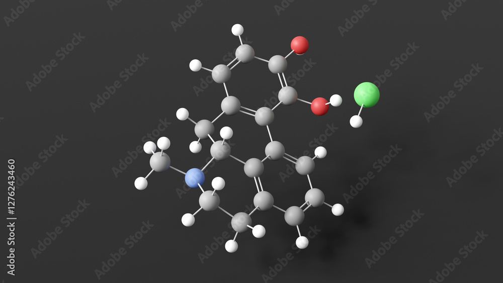 apomorphine hydrochloride molecule 3d, molecular structure, ball and ...