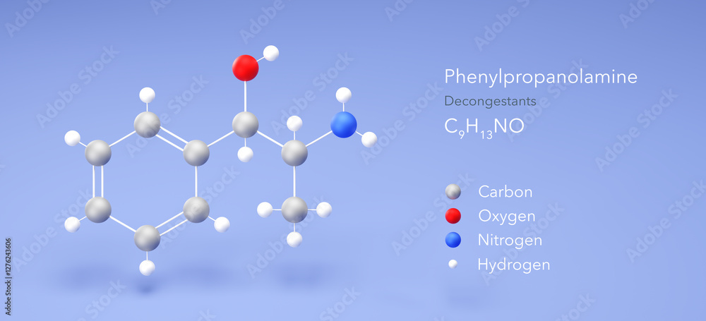 phenylpropanolamine molecule, molecular structure, decongestants 3d ...