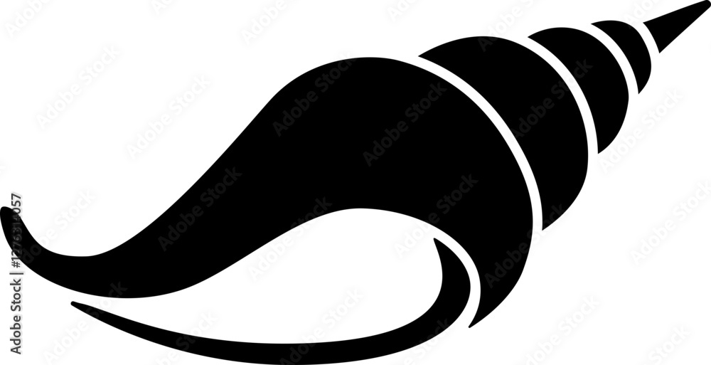 Spiral seashell sea animal silhouette - vector template for logo or ...