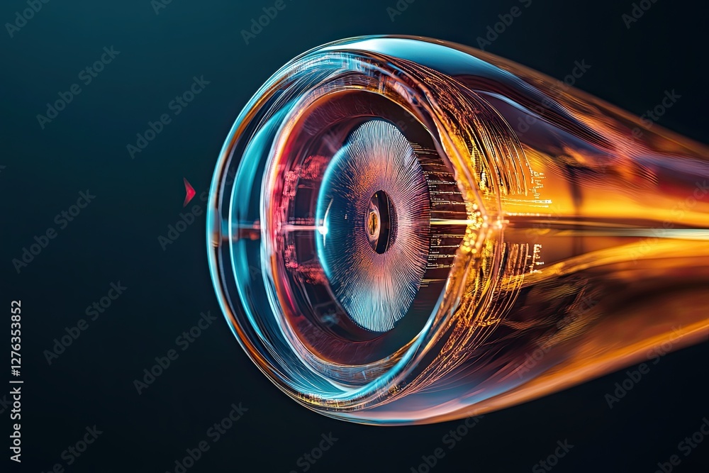 Realistic hologram of human eye, cross section, side view. Healthcare ...