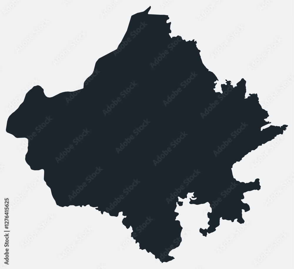 Rajasthan map. Just a simple border map. Shape of the state. Flat blank ...