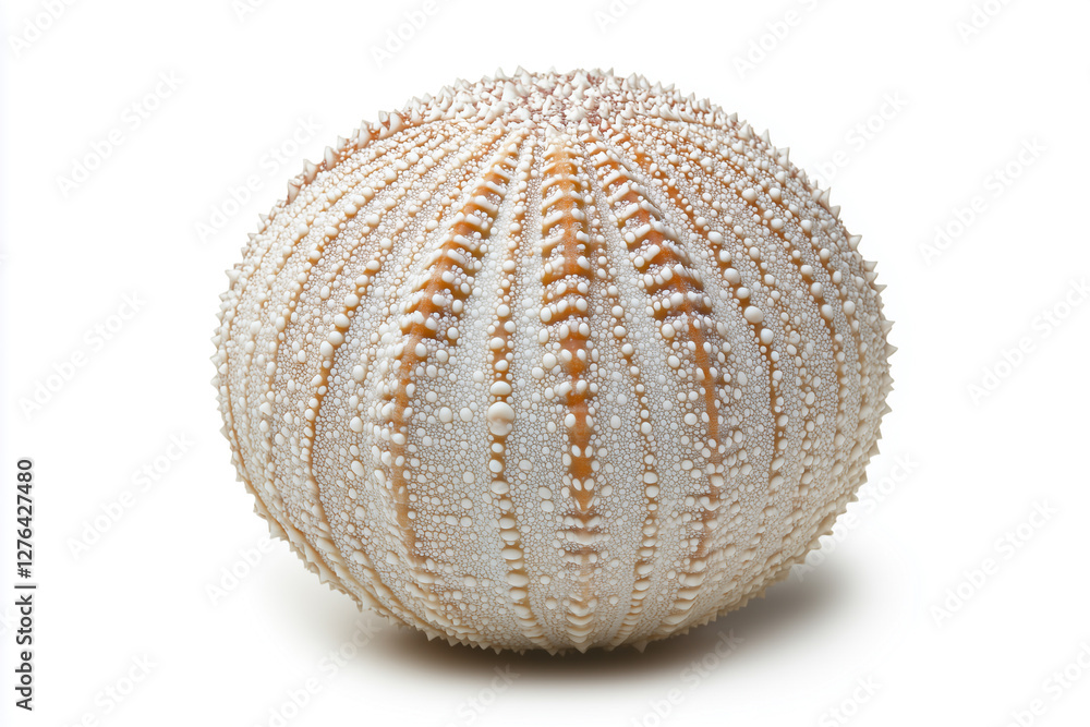 Realistic side perspective of Sea Urchin, animal photography, white ...
